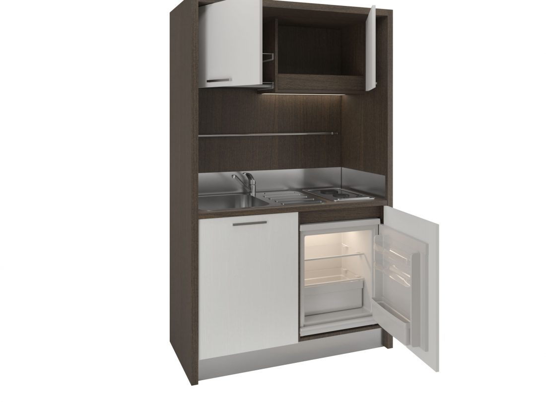 Sabina - Mini cucina monoblocco a vista da 128cm con piano cottura 2 ...