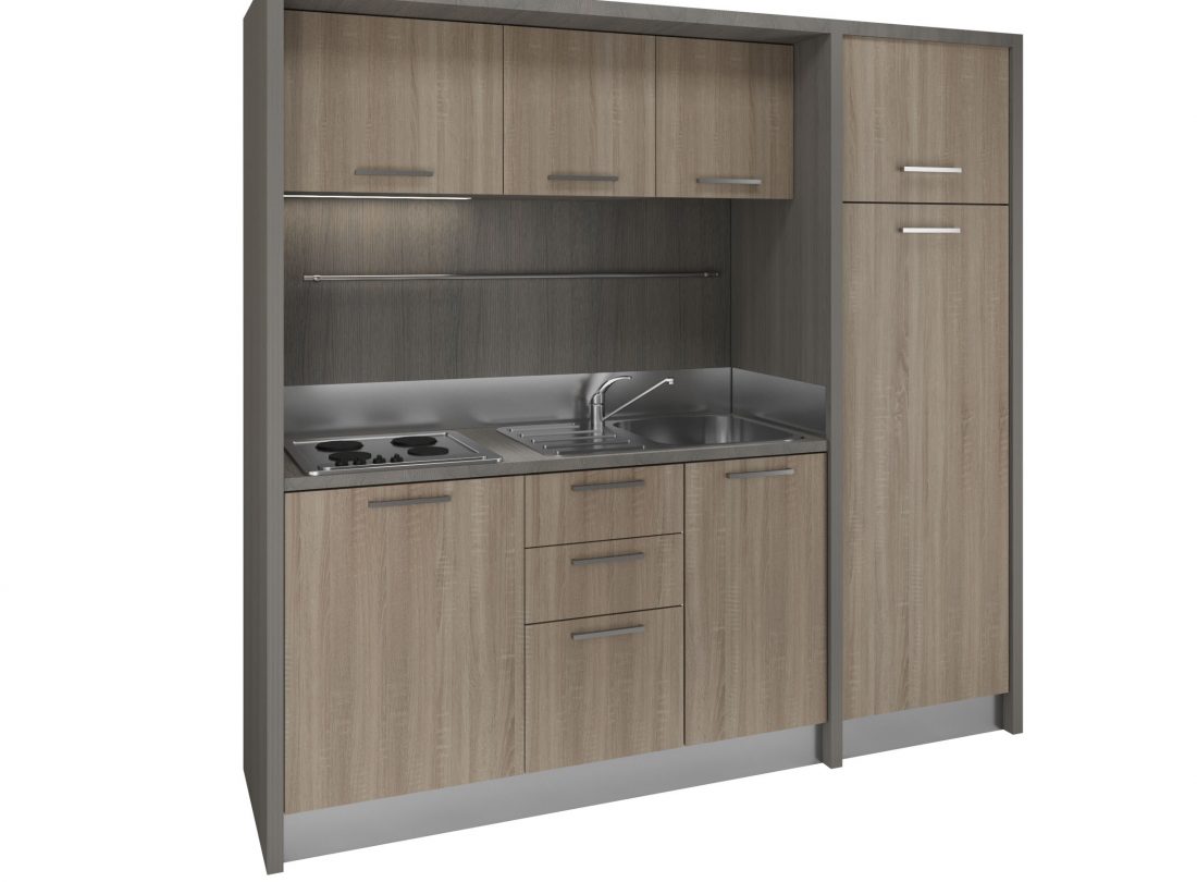 Valdarno - Cucina monoblocco a vista 222cm con grande frigo e piano 4 ...